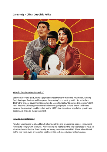 China One Child Policy Case Study | Teaching Resources