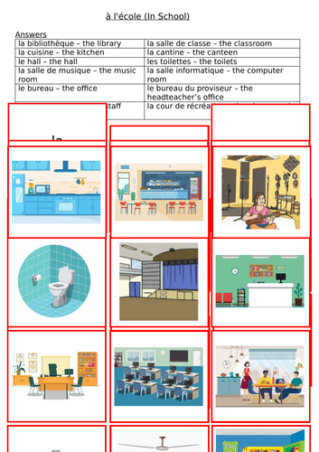 French Places Around School - Matching Cards Activity | Teaching Resources