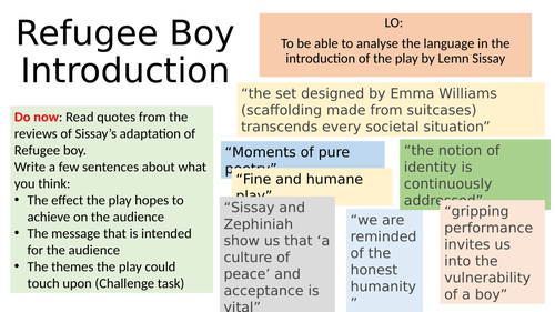 Refugee Boy by Benjamin Zephaniah and adapted by Lemn Sissay | Teaching ...