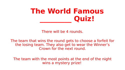 End of Term/Year Quiz PPT KS3/Middle School | Teaching Resources