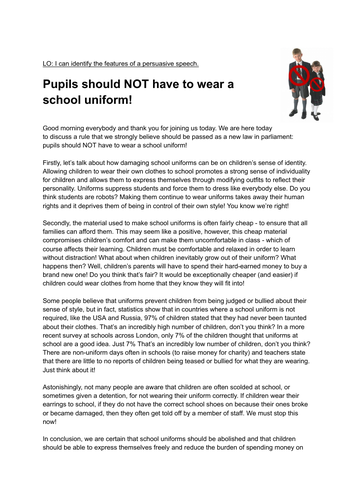WAGOLL persuasive speech KS2 | Teaching Resources