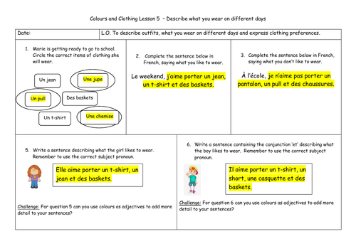KS2 French - Colours and Clothing - Lesson 5: Describe what you wear ...