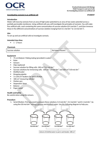 OCR A level biology: Module 2, Cell Membranes -ENTIRE SOW INCLUDING ...