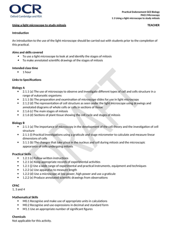 OCR A level biology: Module 2, Cell division, diversity and ...