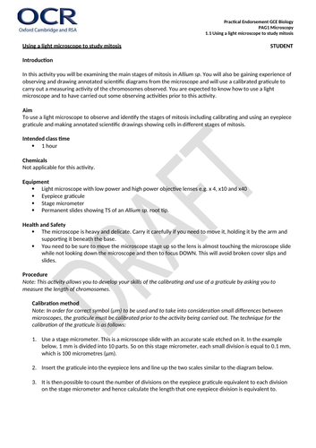 OCR A level biology: Module 2, Cell division, diversity and differentiation -SOW INCLUDING ...