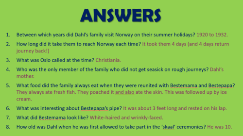Boy - Roald Dahl - Chapters 7-9: Visits to Norway - Double Lesson ...