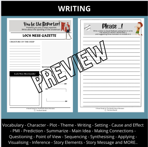 THE WORLD'S WORST MONSTERS David Walliams NOVEL STUDY and READING ...