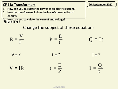 KS4 GCSE Physics EDEXCEL CP11a Transformers PowerPoint | Teaching Resources