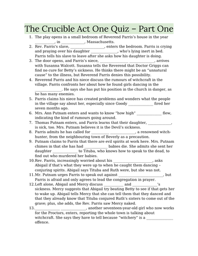 The Crucible - Leaving Cert Pack | Teaching Resources