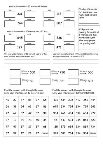 Place Value Worksheets (Year 3) | Teaching Resources