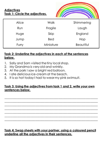 Adjectives - Grammar focus worksheet | Teaching Resources