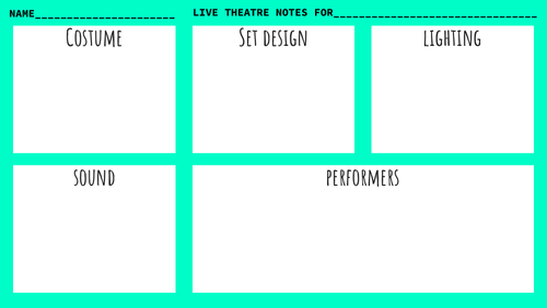 Live Theatre Review Notes Record Sheets | Teaching Resources