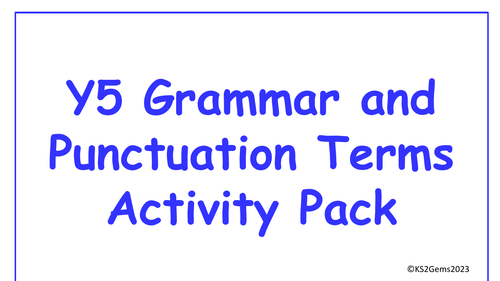 Y5 Grammar Terms Activity Pack | Teaching Resources