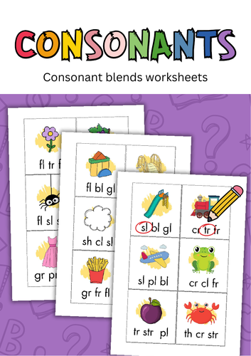 Consonant blends worksheets. | Teaching Resources