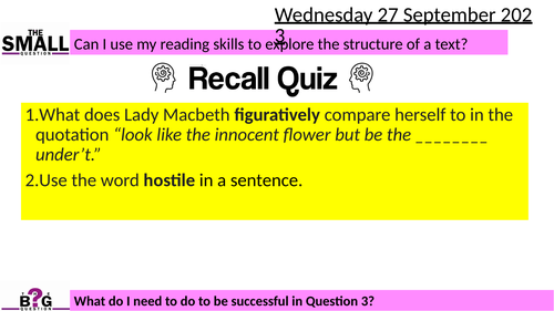 AQA GCSE English Language Paper 1 Question 3 Enduring Love Structure ...