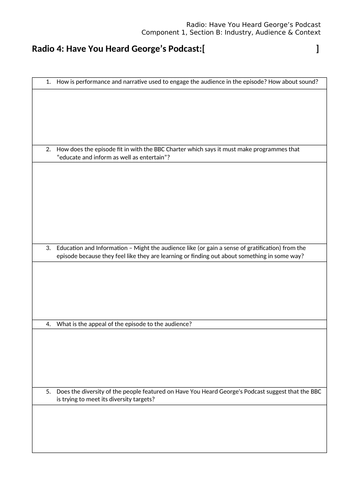 Radio | WJEC Eduqas A Level Media Studies | Have You Heard George’s ...