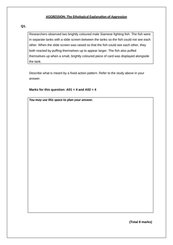 THE ETHOLOGICAL EXPLANATION OF AGGRESSION [A-Level Psychology ...