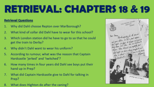 Boy - Roald Dahl - Chapters 18-21: Repton School - Double Lesson ...