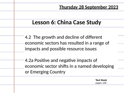 IGCSE Edexcel Geography Economic Activity Lesson 6: China Case Study ...