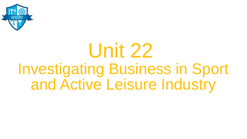 BTEC Pearson Level 3 - Unit 22 - Finance in sport | Teaching Resources