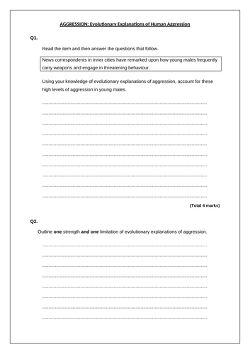 EVOLUTIONARY EXPLANATIONS OF HUMAN AGGRESSION [A-Level Psychology ...