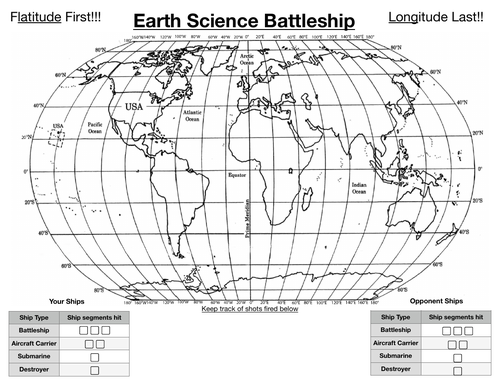 Latitude/Longitude Battleship | Teaching Resources