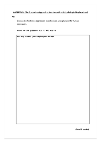 THE FRUSTRATION-AGGRESSION HYPOTHESIS [A-Level Psychology - Aggression ...