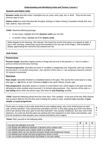 Verbs and Tenses | Teaching Resources