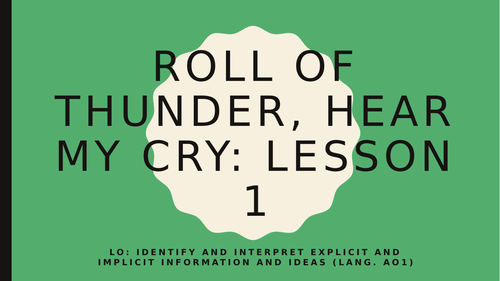 Roll of Thunder, Hear My Cry | Teaching Resources