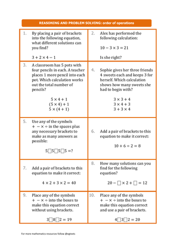 Order of Operations Word Problems | Teaching Resources