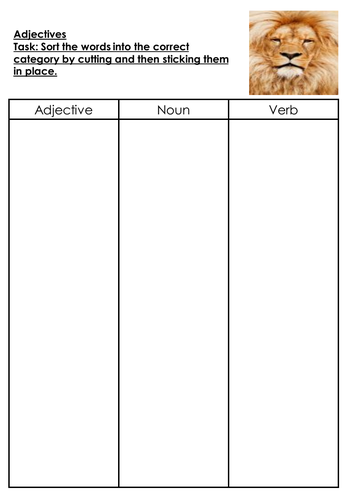 Adjectives Verbs and Nouns - Grammar focus worksheet | Teaching Resources