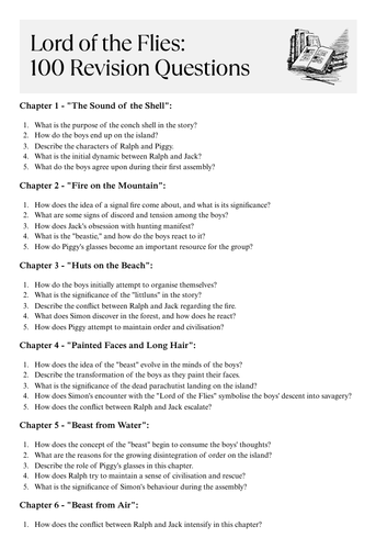 Lord of the Flies: 100 Revision Questions for GCSE | Teaching Resources