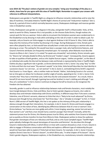 Twelfth Night, Shakespeare - A Level English Literature (OCR): Paper 1 ...