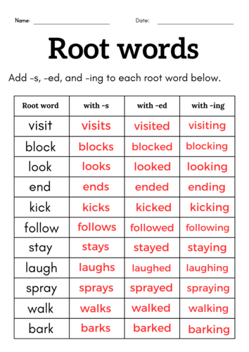 Root words worksheet for grade 1 or 2 - Root words and affixes ...