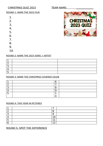 CHRISTMAS QUIZ 2023 | Teaching Resources