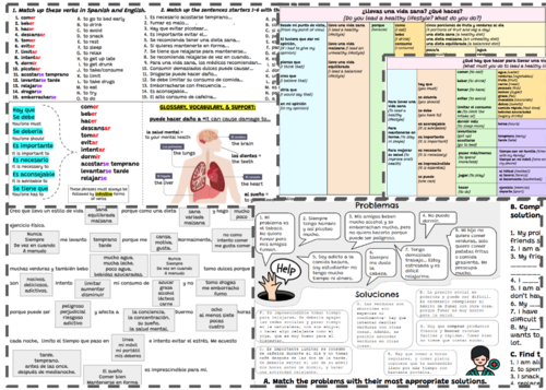 Healthy Lifestyles GCSE Spanish AQA Health Worksheets Cover Reading ...