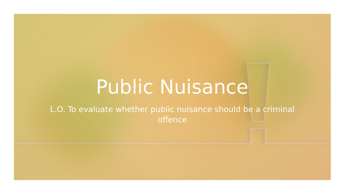 A-Level Law: Public Nuisance Lesson - Eduqas Tort Law | Teaching Resources