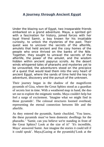 A Journey through Ancient Egypt-Story | Teaching Resources
