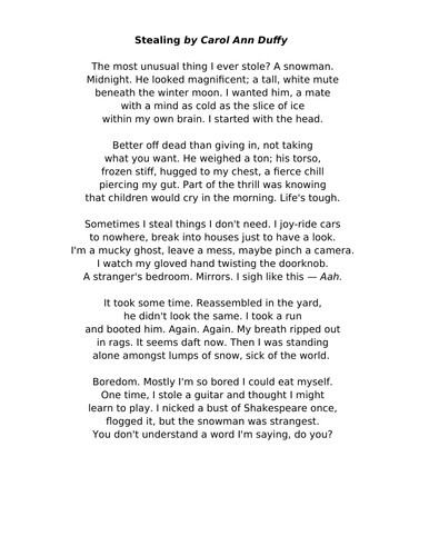 AS English Literature Cambridge Unseen Texts | Teaching Resources