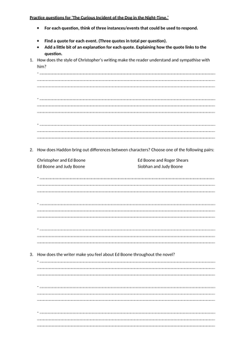 The Curious Incident of the Dog in the Nighttime: Full Scheme on the Novel by Mark Haddon ...