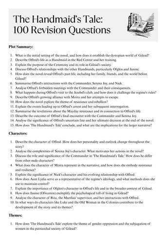 The Handmaid's Tale: 100 Revision Questions for A-level Language and ...