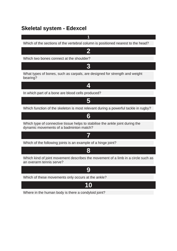 GCSE Edexcel PE - Component 1.1 - Musculoskeletal system | Teaching ...
