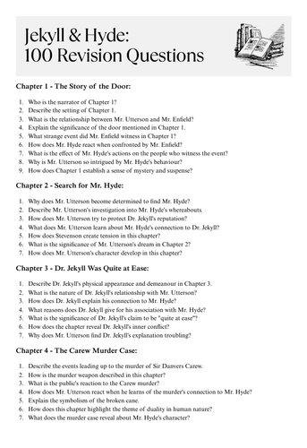 The Strange Case of Dr Jekyll & Mr Hyde: 100 Revision Questions for GCSE | Teaching Resources