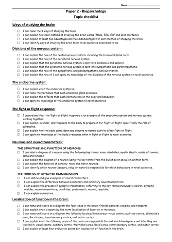 Biopsychology booklet | Teaching Resources