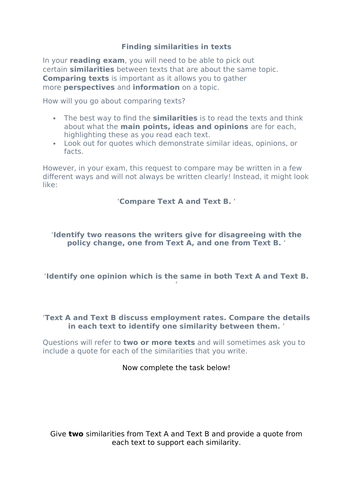 Finding Similarities within texts | Teaching Resources