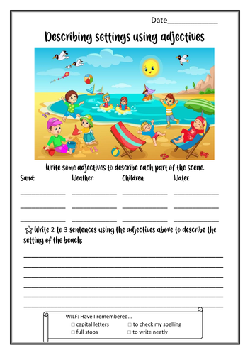 Describing a beach using adjectives | Teaching Resources