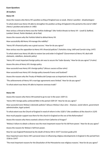 Henry VII 1485-1509 (A Level OCR History) Tudors Revision Notes ...