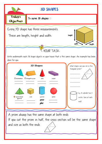 3D shapes worksheet | Teaching Resources