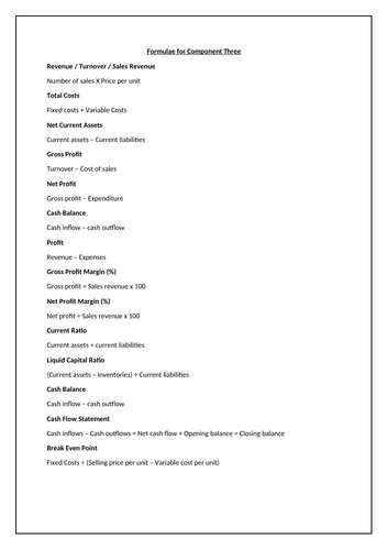 Btec Tech In Enterprise Key Terms Component Three | Teaching Resources