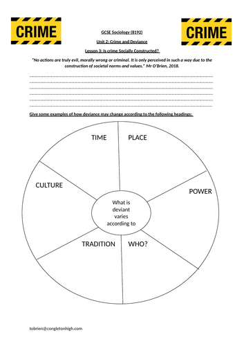 GCSE Sociology - Crime and Deviance WHOLE TOPIC | Teaching Resources